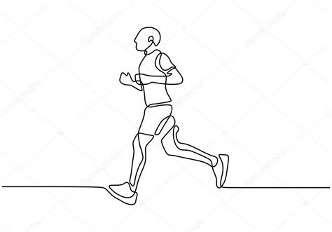 Dibujo continuo de una línea del hombre corriendo deporte tema dibujado