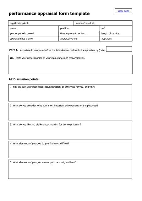 Appraisal Form Template HQ Template Documents