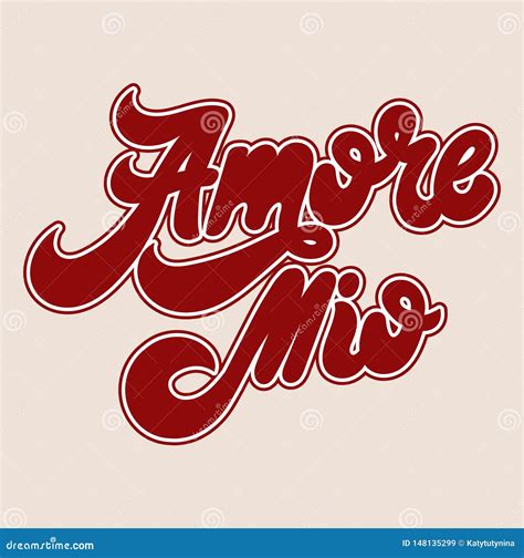 Amore Mio Letras Dibujadas Mano Del Vector Aisladas Ilustración del