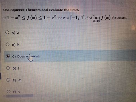 solved use squeeze theorem and evaluate the limit if 1