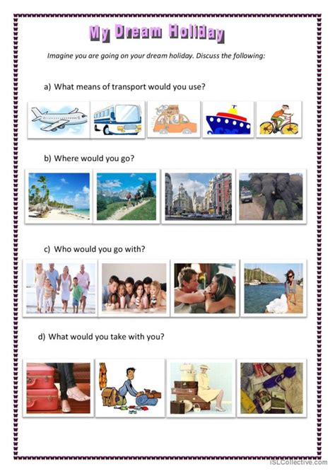 My Dream Holiday English ESL Worksheets Pdf Doc Worksheets Library