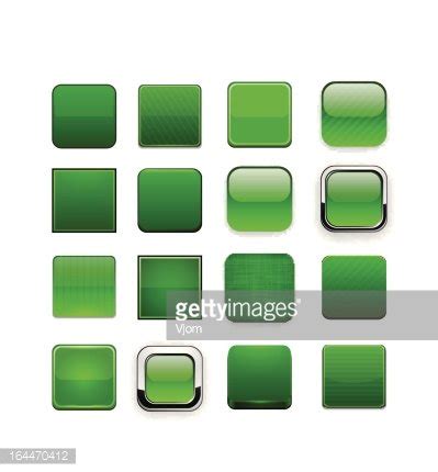 Green Square High Detailed Modern Web Buttons Stock Clipart Royalty