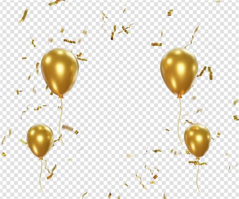 Premium Psd Happy Birthday Party Popper With Golden Confetti And Balloons