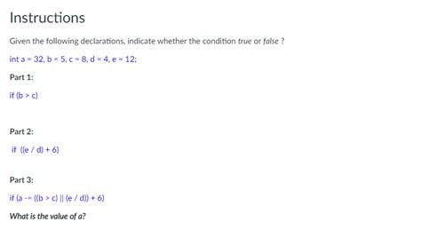 solved instructions given the following declarations