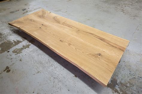 Tischplatte Eiche massiv geölt mit Baumkante beidseitig 220x100x4 cm