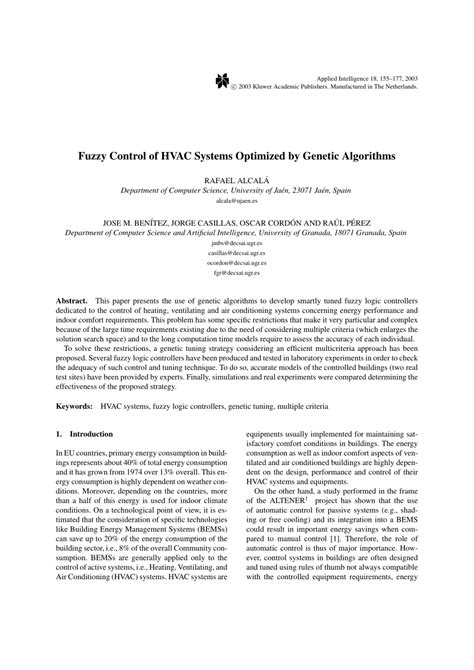 pdf fuzzy control of hvac systems optimized by genetic algorithms