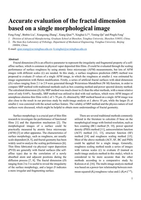pdf accurate evaluation of the fractal dimension based on a single morphological image