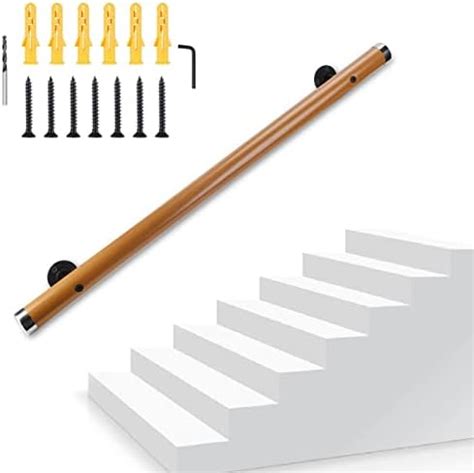 Dakzhou 1 6Ft Wooden Handrail Resin Non Slip Stair Handrail Wall