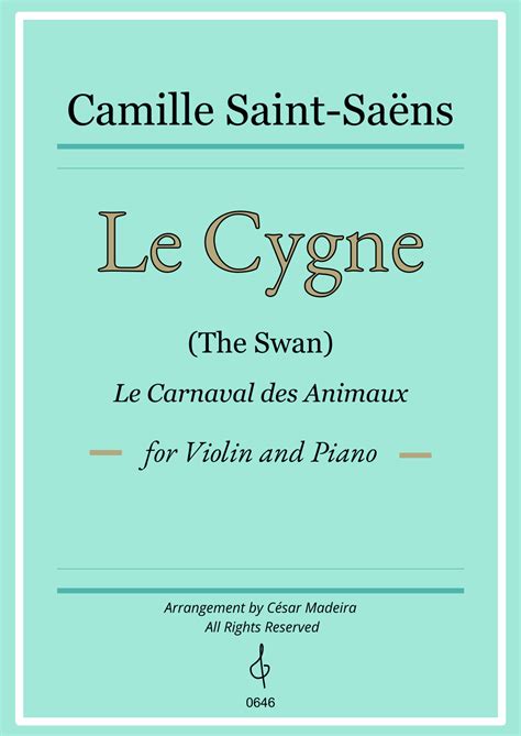 The Swan Le Cygne By Saint Saens Violin And Piano Individual Parts