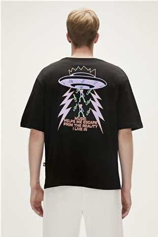 Reality T Shirt Siyah Oversize Basic Erkek Tişört BAD BEAR