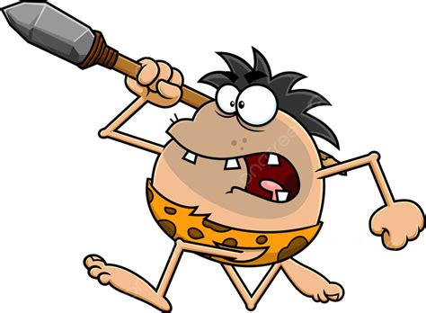 Personaggio Dei Cartoni Animati Di Cavernicolo Arrabbiato Che Corre Con