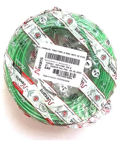 Cable 10 Awg Thhn Thwn Nexans Verde 90 Metros Envío gratis