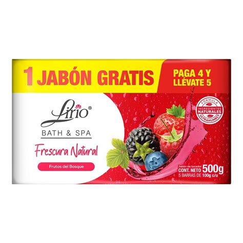 Jabón de tocador en barra Lirio Bath Spa frutos del bosque 500g Walmart