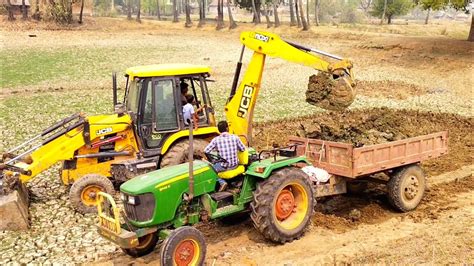 New Jcb 3dx Xtra Backhoe Machine Loading Mud In John Deere 5045 D