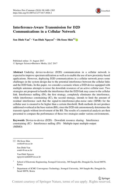 interference aware transmission for d2d communications in a cellular network request pdf
