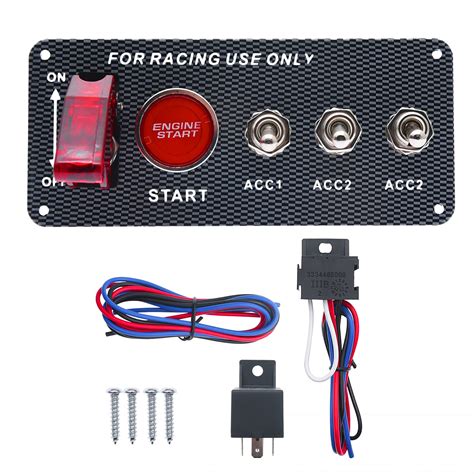 Buy Geloo Ignition Switch Panel Race Car 12V LED Carbon Fiber Start