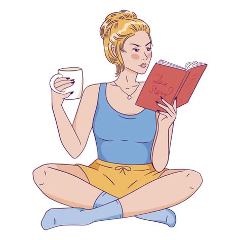 Design PNG E SVG De Menina Sentada No Chão Lendo Um Livro Uma