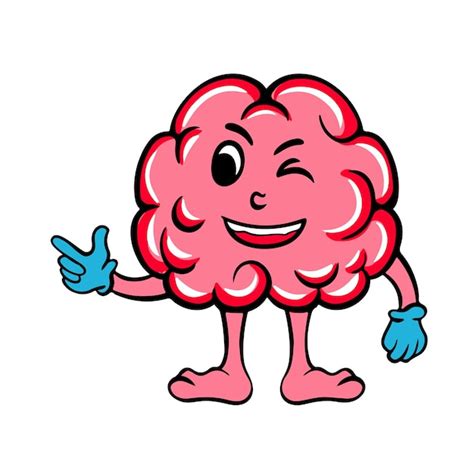 Icono de personaje de dibujos animados de cerebro ilustración de vector