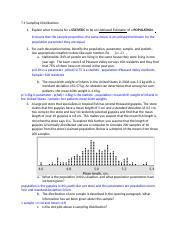Sampling Distribution Docx Sampling Distributions Explain