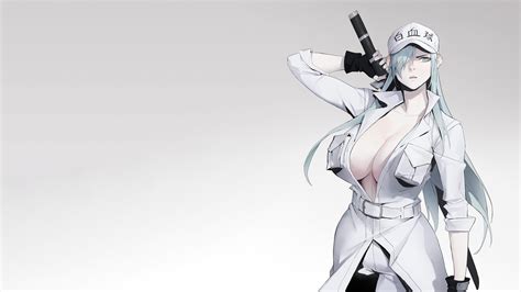 Cleavage Big Boobs Dongho Kang Anime Anime Girls Simple Background