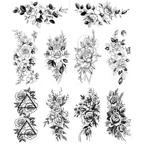 10 feuilles Sexy Réaliste Fleur Tatouages Temporaires Pour Adulte Femme