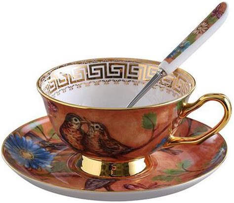 YBK Tech Euro Style Set De Tasses Et Soucoupes En Porcelaine Osseuse
