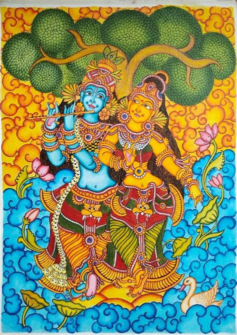 Radha Krishna Kerala Mural Painting X International