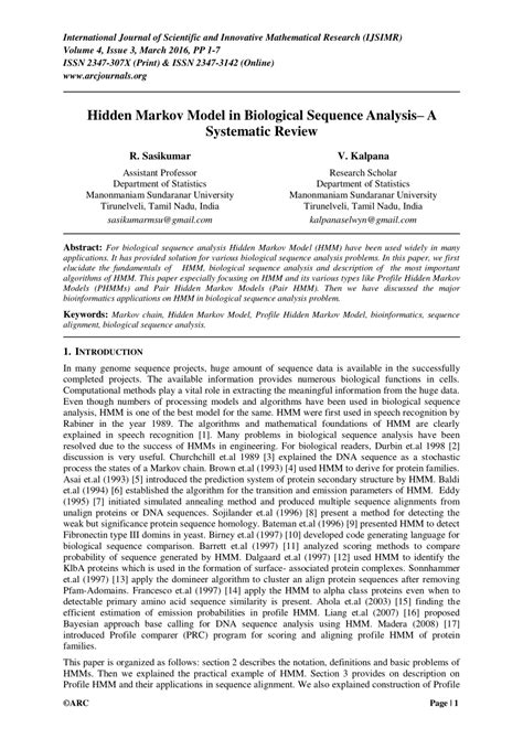 pdf hidden markov model in biological sequence analysis a systematic review