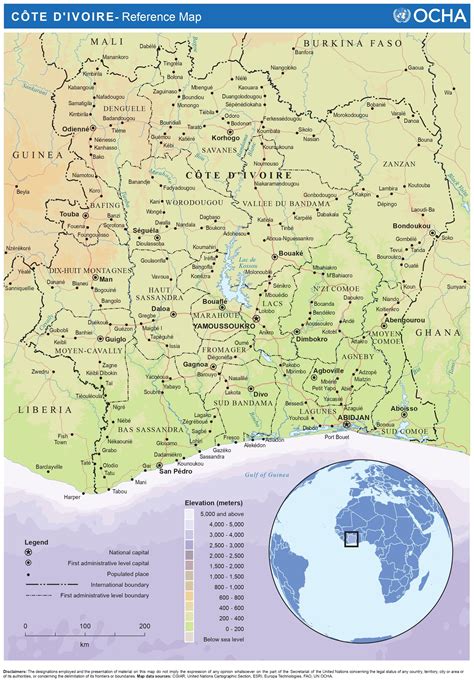 Carte physique de la Côte d Ivoire