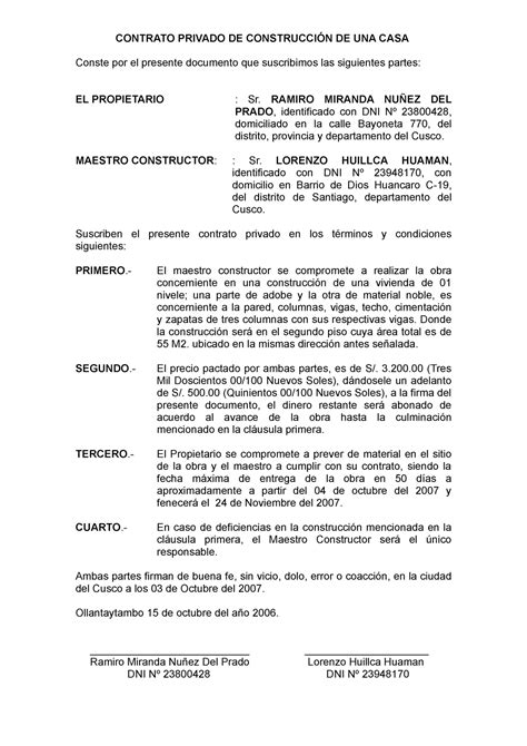 Introducir 55 Imagen Modelo De Contrato De Obra Privada Abzlocal Mx