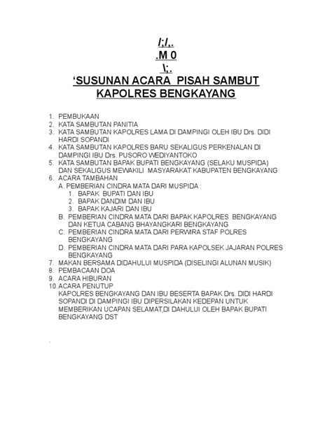 Contoh Susunan Acara Lepas Sambut Delinewstv Riset