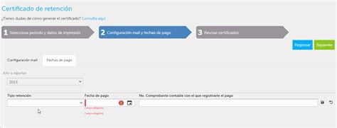 Certificado de retención en la fuente Portal de Clientes Siigo