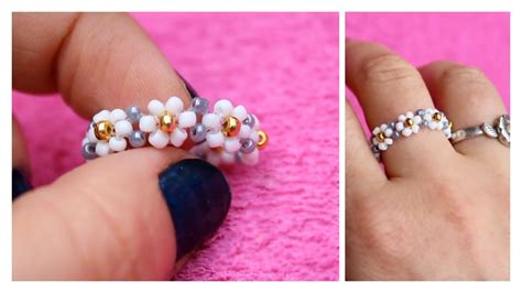 Como Hacer ANILLO DE FLORES Con Mostacillas Chaquiras Paso A Paso
