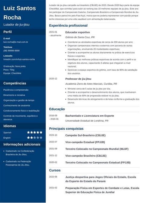 Currículo esportivo 2024 modelo para atleta e como fazer