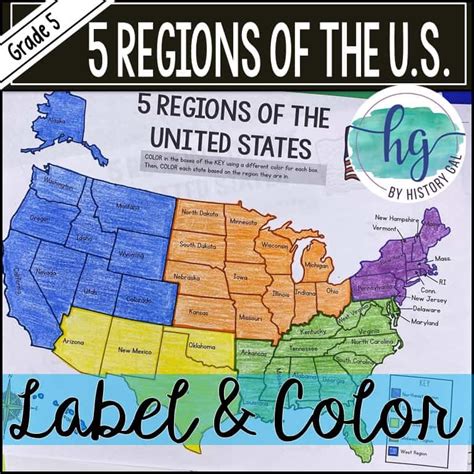 5 Regions Of The United States Map Activity Print And Digital By