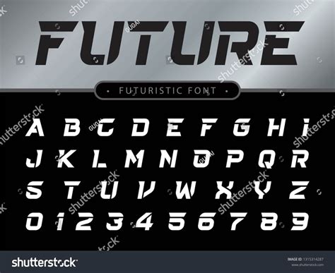 Vector Of Futuristic Alphabet Letters And Numbers Future Techno