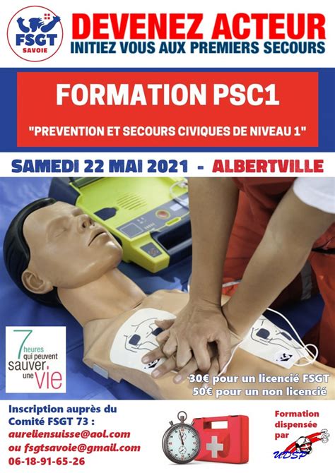 Formation premiers secours PSC1 à Albertville FSGT