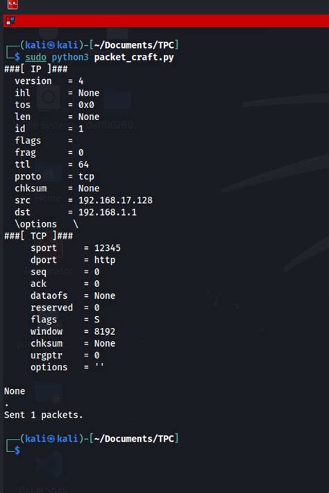 Crafting Dummy Packets With Scapy Using Python The Python Code