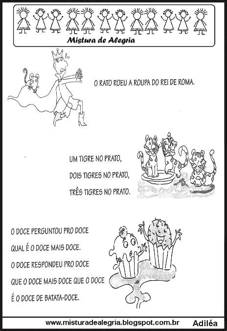 Atividades Parlendas Para Alfabetizar Mistura De Alegria