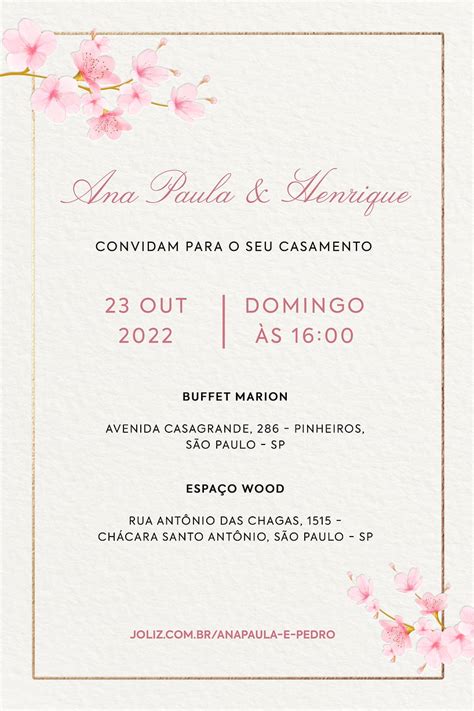 Convite De Flor De Cerejeira Modelos Incr Veis Festalab