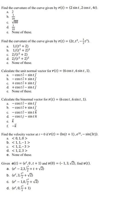 solved find the curvature of the curve given by