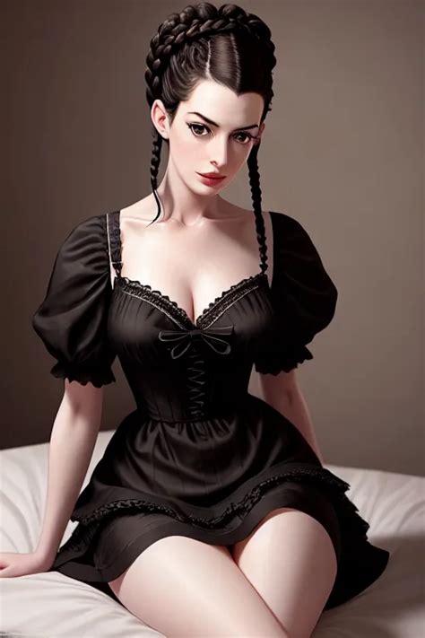 Dopamine Girl A Digital Painting Of Anne Hathaway Wearing Maid