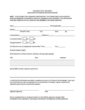 Fillable Online Savannahstate THIS APPLICATION MUST BE TYPEWRITTEN Fax