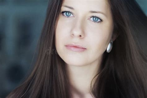 Romantic Model Look And Aesthetic Beauty Face Closeup Beautiful Woman With Brown Hair Long