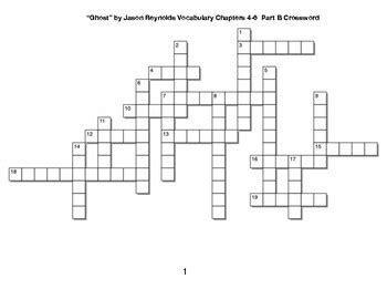 Ghost By Jason Reynolds Vocabulary Chapters 4 6 Part B Crossword