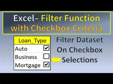 Excel Filter Function With Checkbox Criteria YouTube