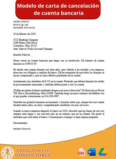 Carta de cancelación de tarjeta de crédito
