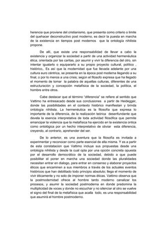 Analisis De Vattimo PDF