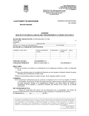 Completable En línea ayto benicassim Solicitud beca escolar transporte