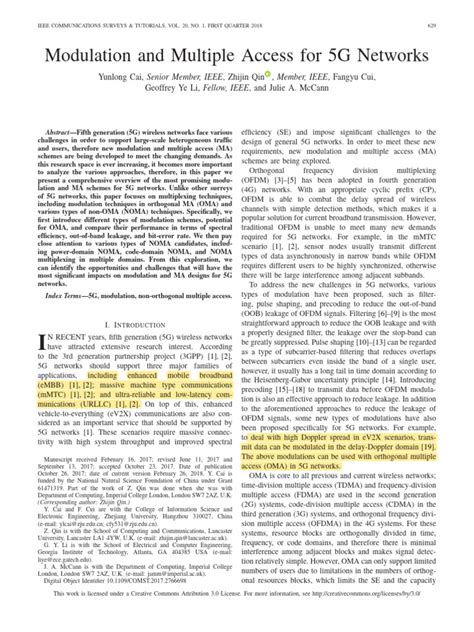 modulation and multiple access for 5g networks pdf orthogonal frequency division